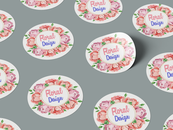Floral Design 3 Add Your Custom Text Round Circle Sticker Label ...