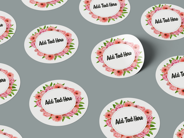 Floral Design 4 Add Your Custom Text Round Circle Sticker Label ...