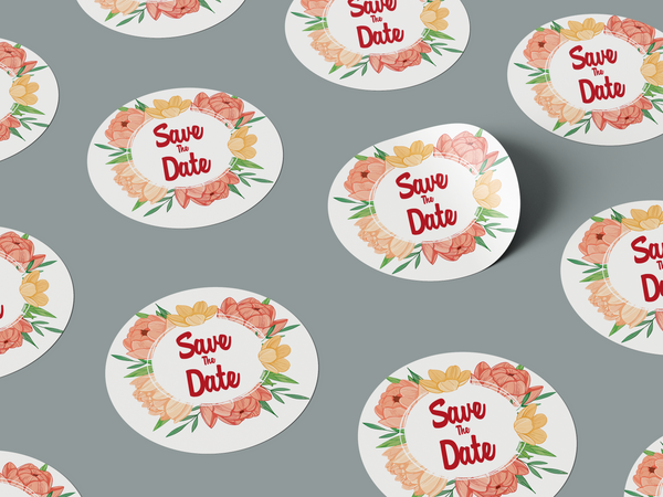 Floral Design 5 Add Your Custom Text Round Circle Sticker Label ...