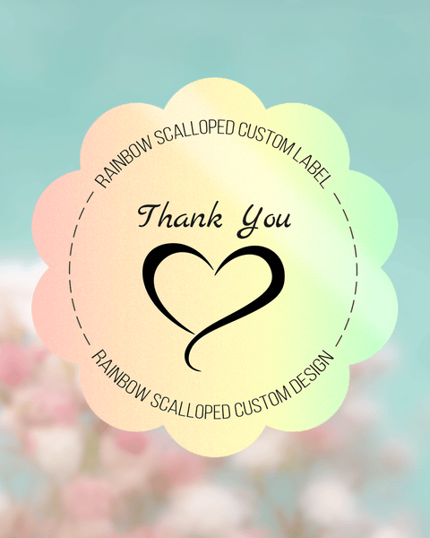 25 Custom Design Rainbow Scalloped Label 2 Inch Round Sticker – Decals Hut