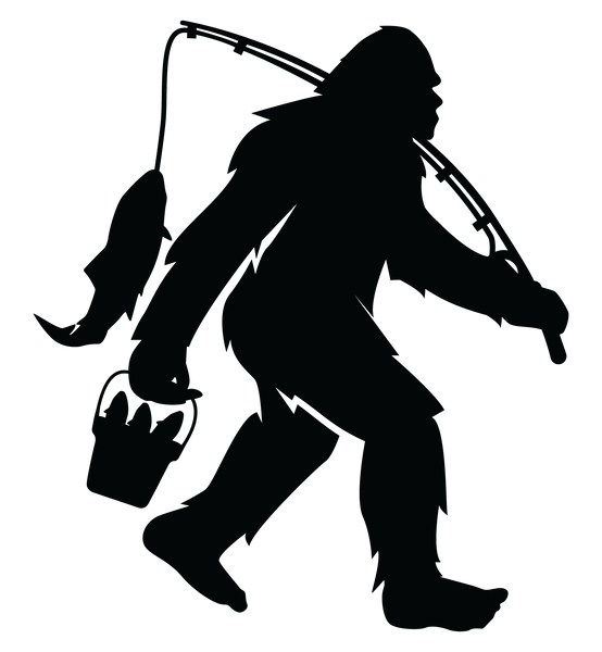 Bigfoot Sasquatch Fishing Pole Fish Bucket Outdoors Vinyl Decal Sticke ...