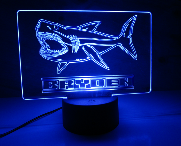 Great White Shark LED LAMP Custom Name & Remote Control – Decals Hut