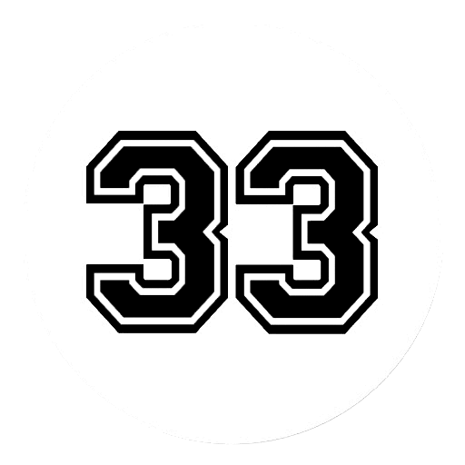 Number 33 Sticker Die Cut Vinyl Decal Car Laptop Wall Helmet Window St ...