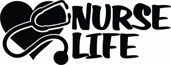 Nurse Life One Color Decal Heart Stethoscope Window Bumper Sticker Car ...