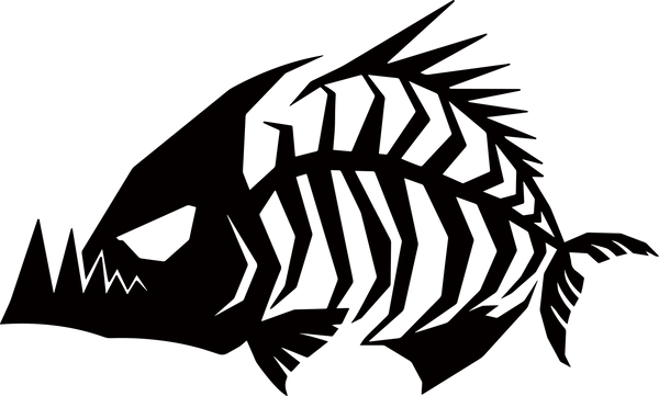 Overbite Skeleton Fish Bones Fishing Hunter Boat Vinyl Decal Sticker ...