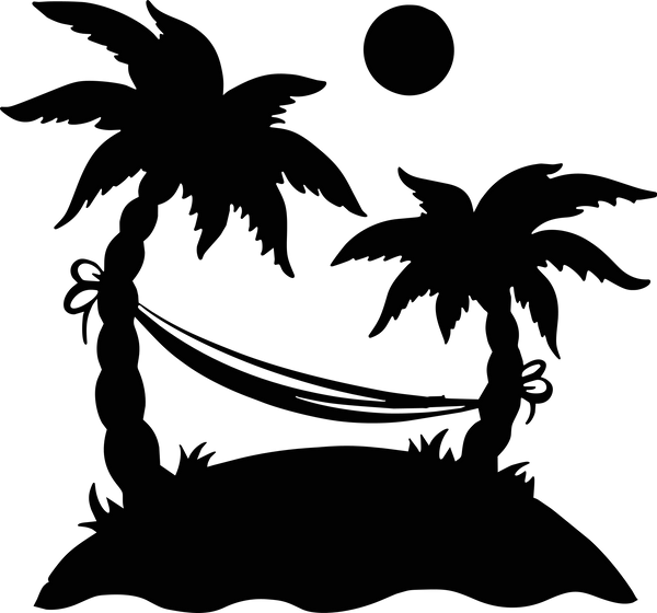 PALM TREES HAMMOCK Vinyl Decal Sticker for Car Truck Bumper Wall Windo ...