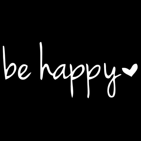 Be Happy Script Text Small Heart Vinyl Decal Sticker – Decals Hut